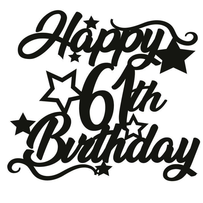61st Birthday - Numbered - Cake Topper